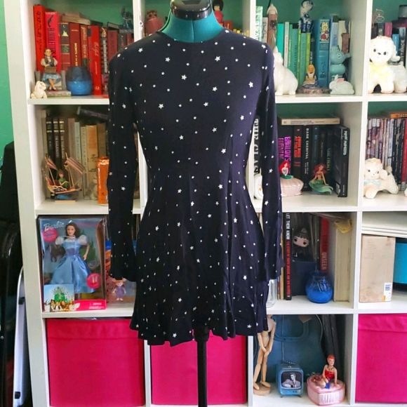 Dresses | Starry Night Navy Blue Star Dress With Tied Back | Poshmark